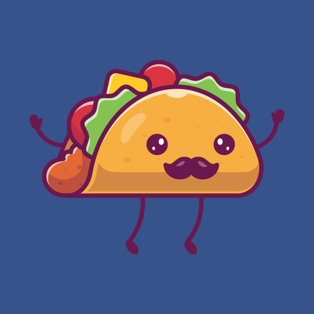 Cute Mustache Taco Jumping Cartoon - Taco - T-Shirt | TeePublic