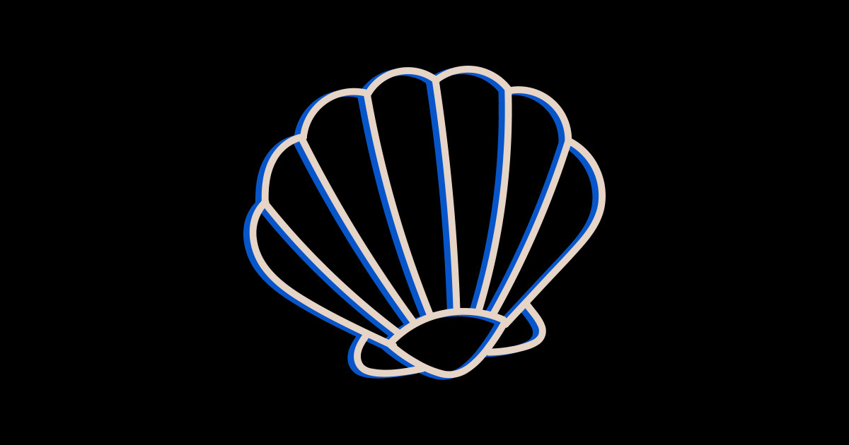 Blue and tan clam shell outline - Sea Life - Posters and Art Prints ...