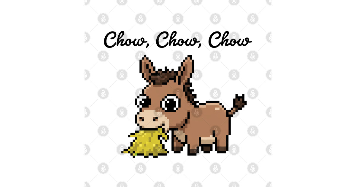 Chow , Chow Pixel Farm Donkey Art - Farm Donkey - T-Shirt | TeePublic
