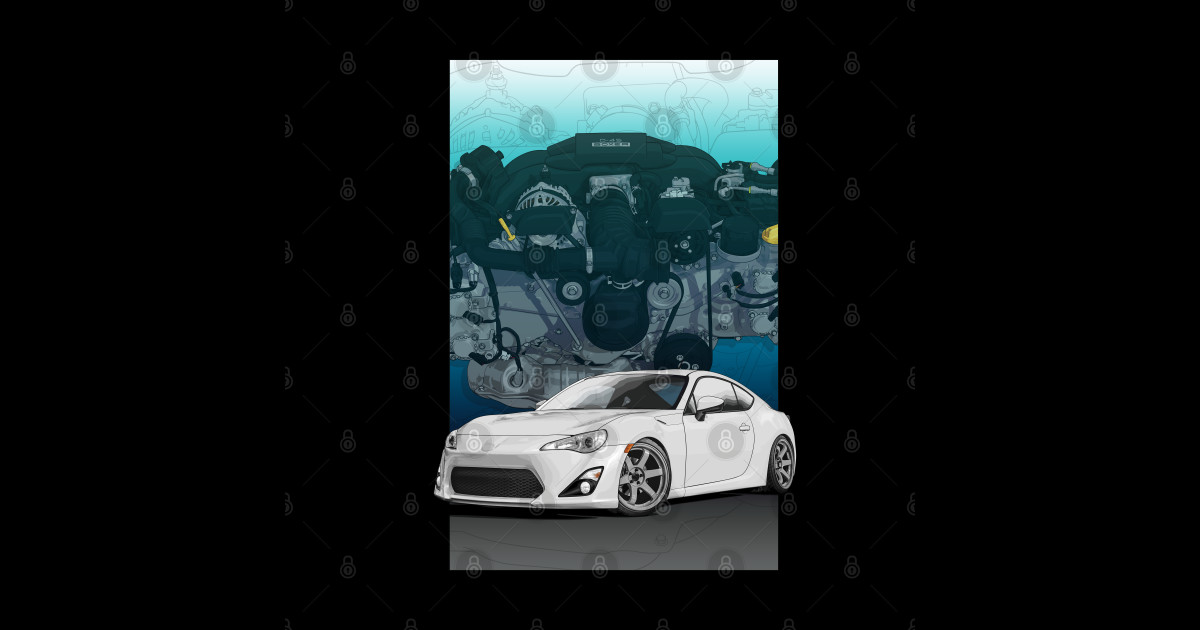 GT86 with 4U-GSE engine backdrop - Gt86 - Sticker | TeePublic