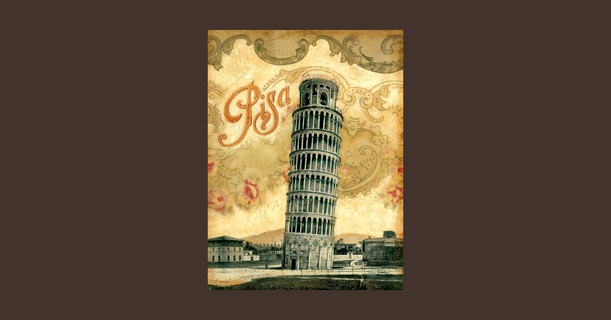 Vintage Travel Poster - Pisa Italy - Leaning Tower Of Pisa - T-Shirt ...