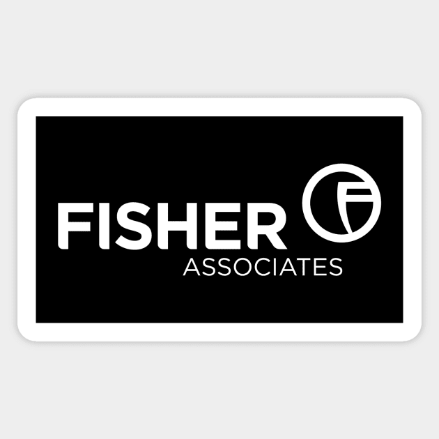 White Fisher Logo - Fisher Associates - Sticker | TeePublic
