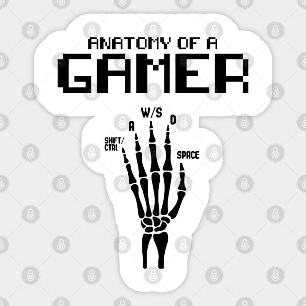Anatomy Of A Gamer Skeleton Hand Funny - Gamer - Sticker | TeePublic