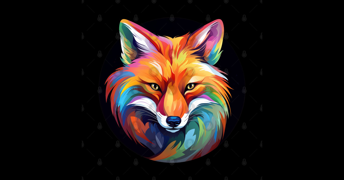 Rainbow Fox - Fox - Sticker | TeePublic