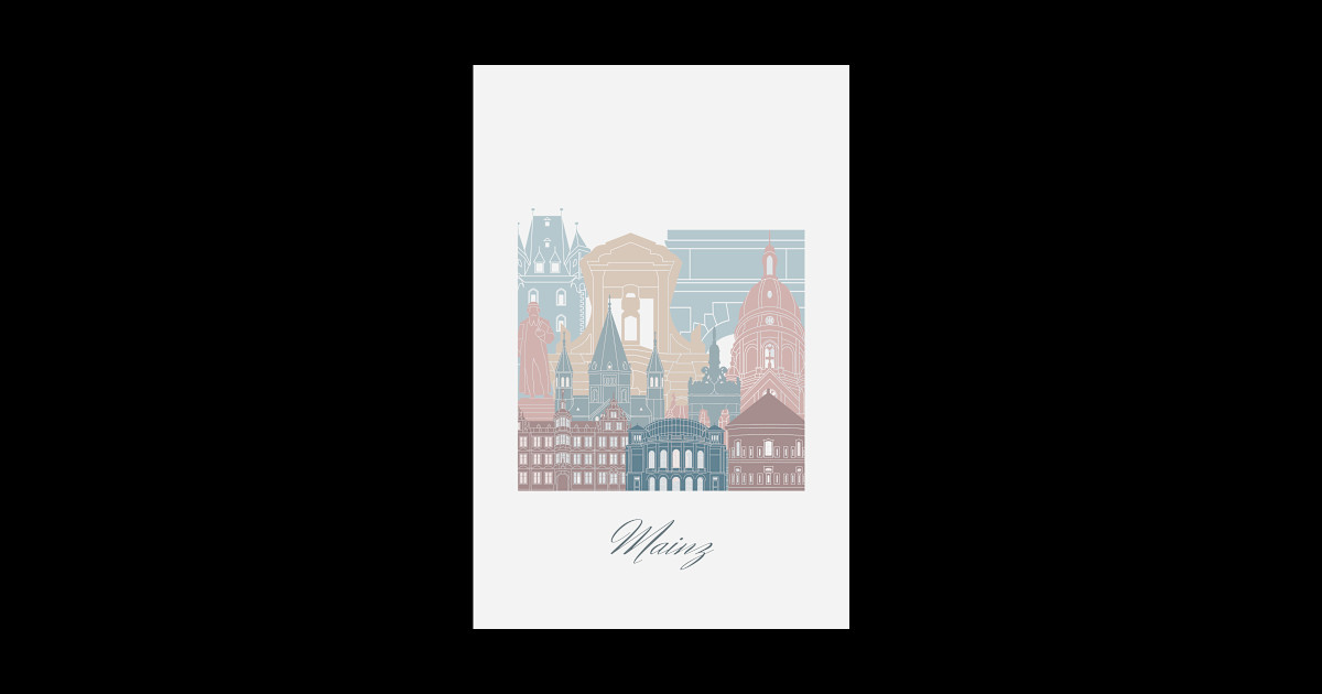 Mainz, Germany, map skyline - 03 style - Mainz - Posters and Art Prints ...