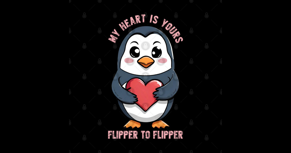 Flipper to Flipper: A Lovestruck Penguin - Penguin - Sticker | TeePublic
