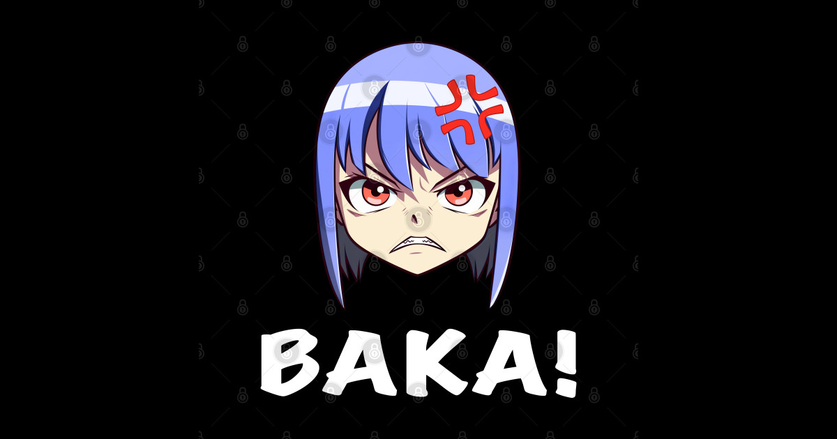 Angry Anime Face Emoji Baka! - Anime Shirt - Anime Quotes - Pin | TeePublic