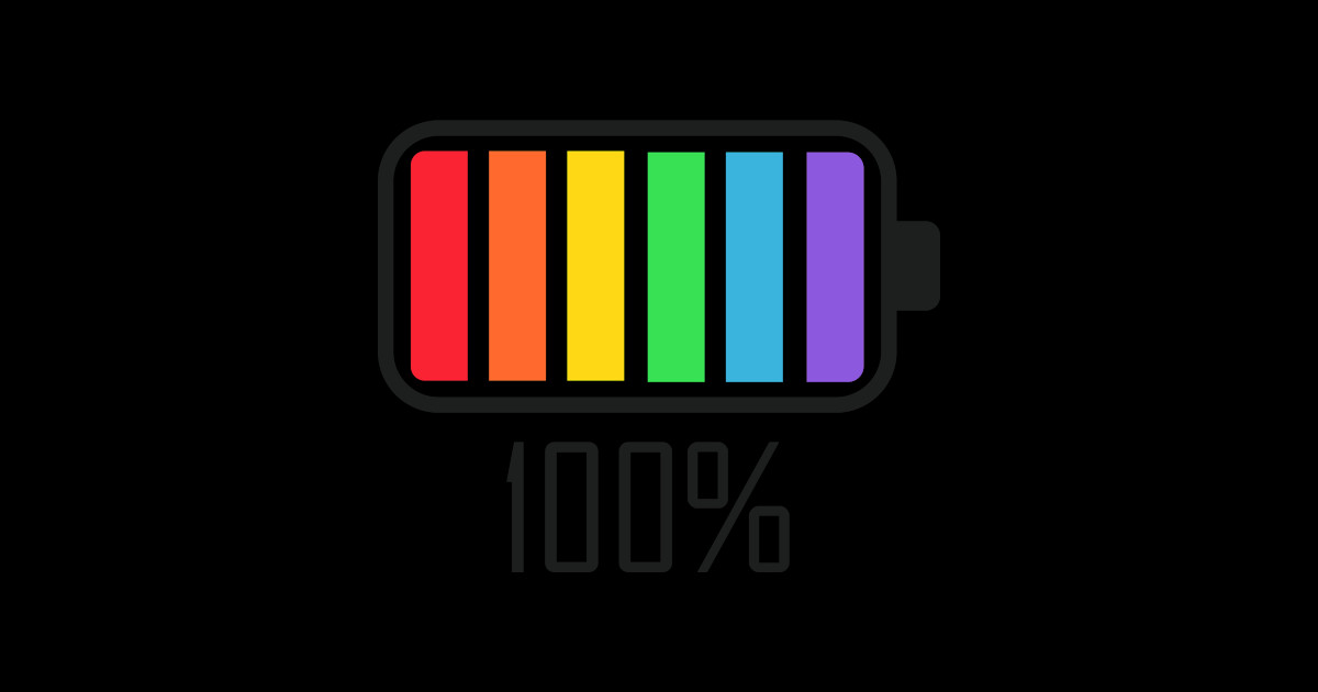 Full battery rainbow colors - Rainbow - Sticker | TeePublic