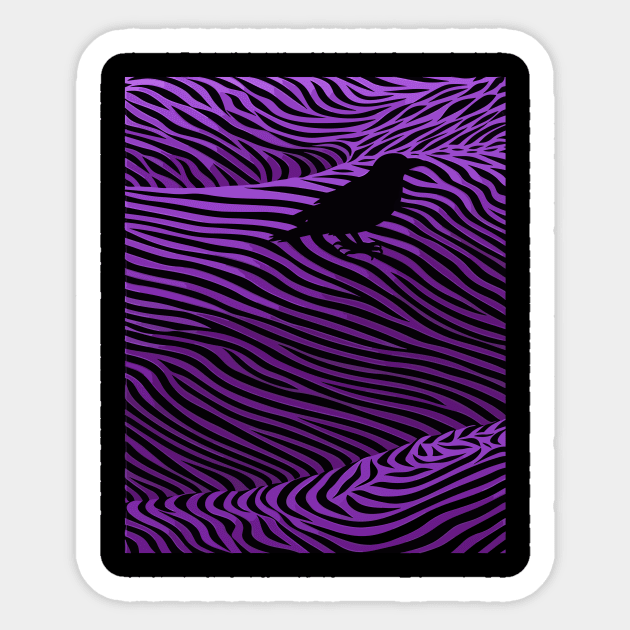 Trippy Raven Illustration with Mesmerizing Lines - Raven - Sticker ...