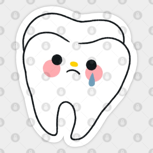 Sad tooth - Kawaii Cute - Sticker | TeePublic