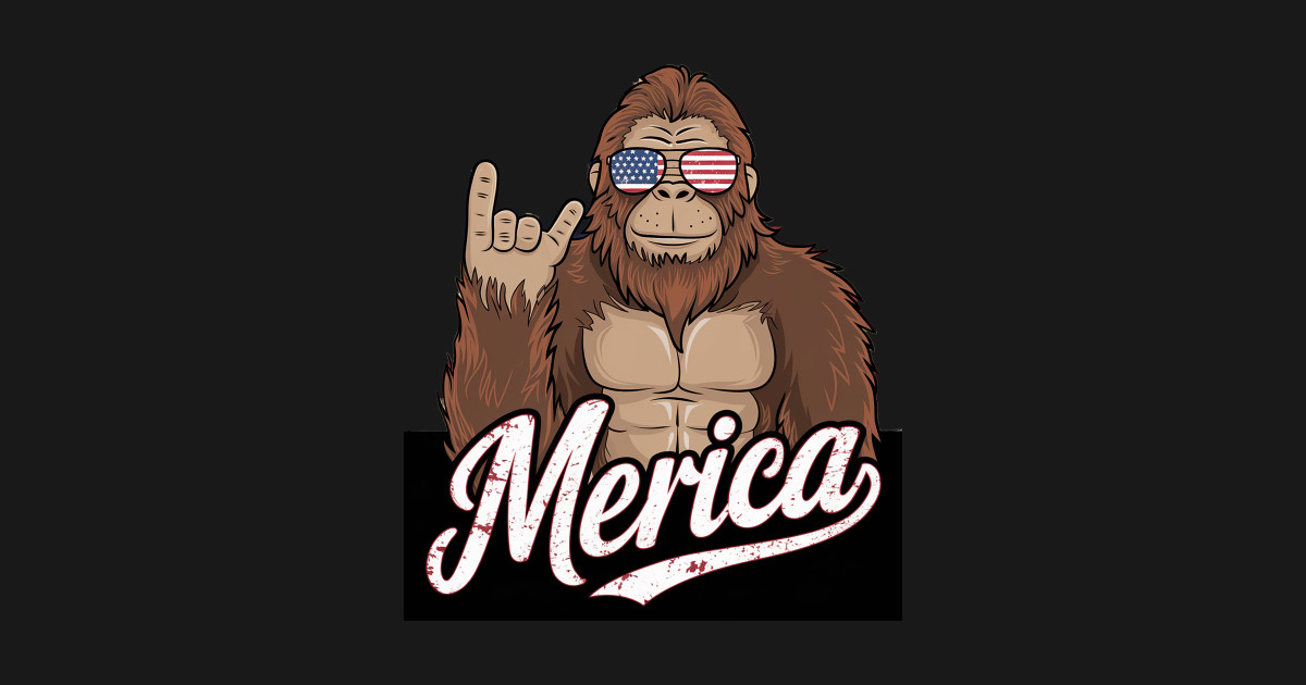 Bigfoot 4th Of July American Flag Independence Day ASL - Bigfoot 4th Of ...
