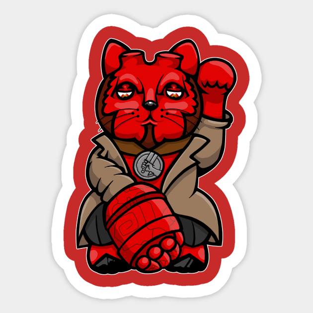 Hellboy lucky cat - Hellboy - Sticker | TeePublic