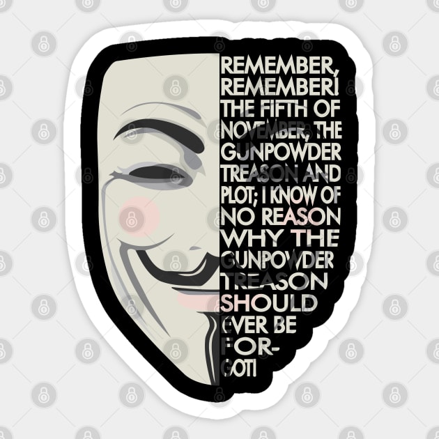V for Vendetta Typography - V For Vendetta - Sticker | TeePublic