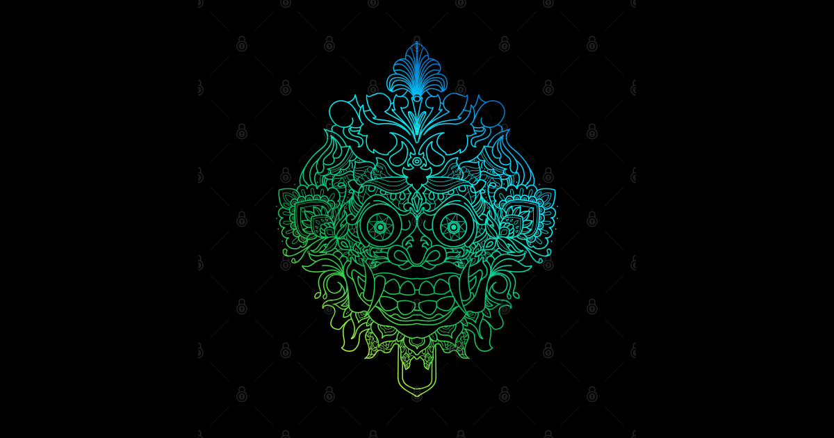 Barong Bali Lineart - Barong Mask - Sticker | TeePublic