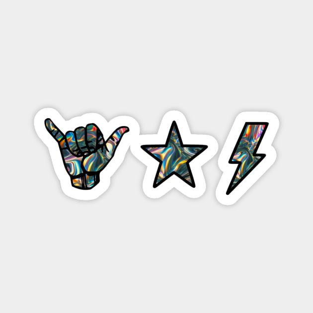 holographic shaka, star and lightning sticker pack - Aesthetic - Magnet ...