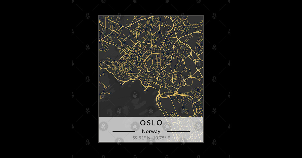 Oslo Minimalist Map Art (black and gold) - Norway Gift - Posters and ...