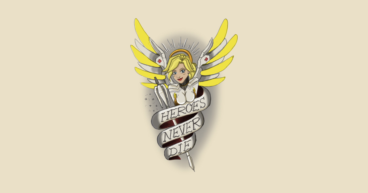 Old School Tattoo Mercy - Overwatch - T-Shirt | TeePublic
