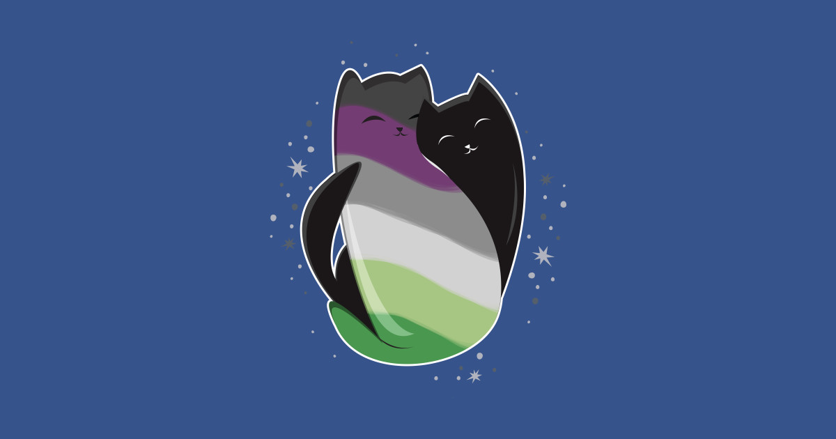 Aroace Cat LGBT Asexual Aromantic Pride Flag - Aroace - T-Shirt | TeePublic