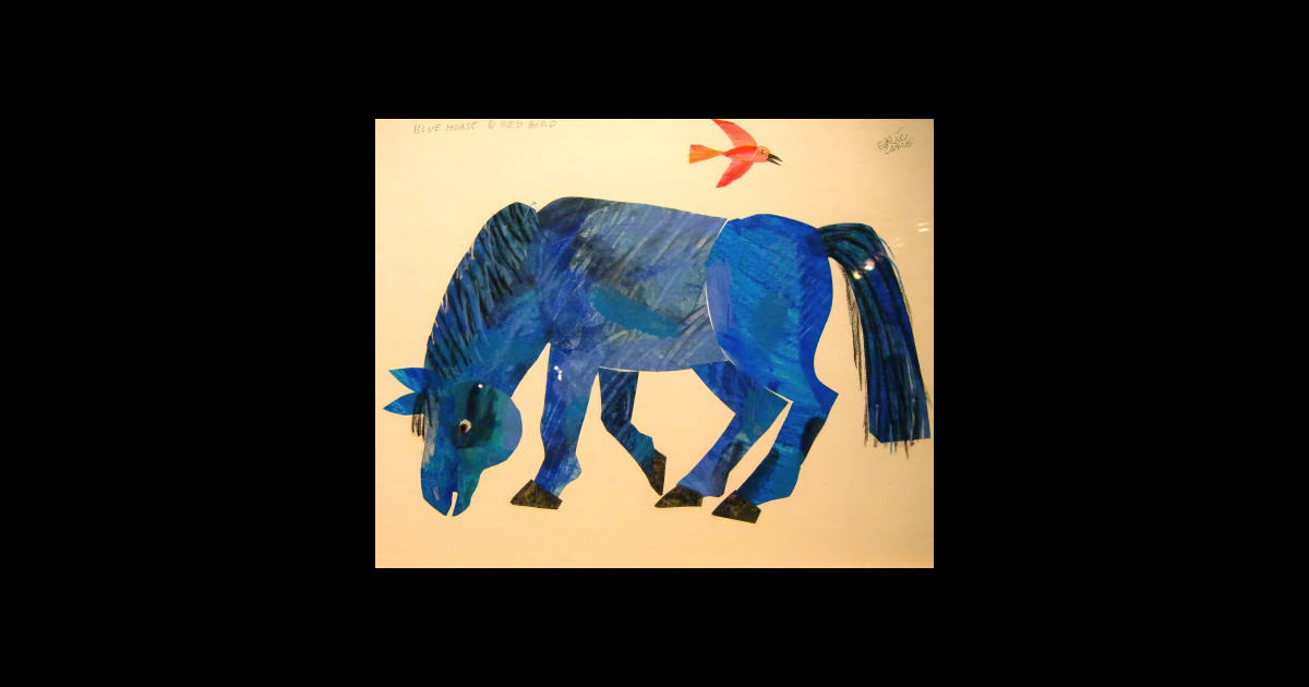 eric carle blue horse - Caterpillar - Sticker | TeePublic