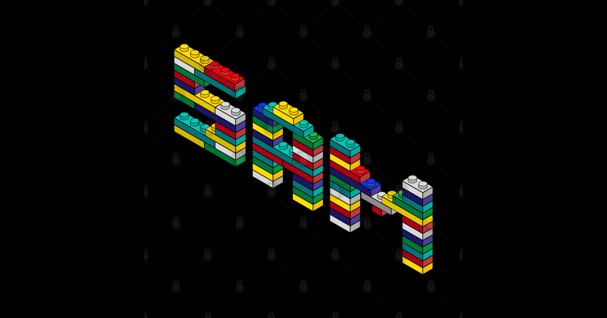Sam made from building bricks - Building Bricks - Sticker | TeePublic