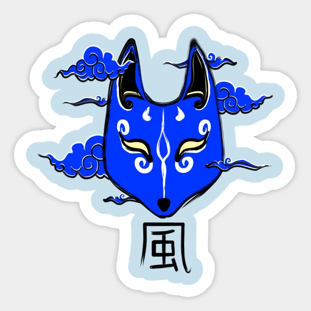 Kaze Kitsune - Kitsune Mask - Sticker | TeePublic