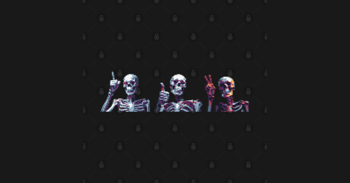 Pixel Trio Skeletons - Skeleton - T-Shirt | TeePublic