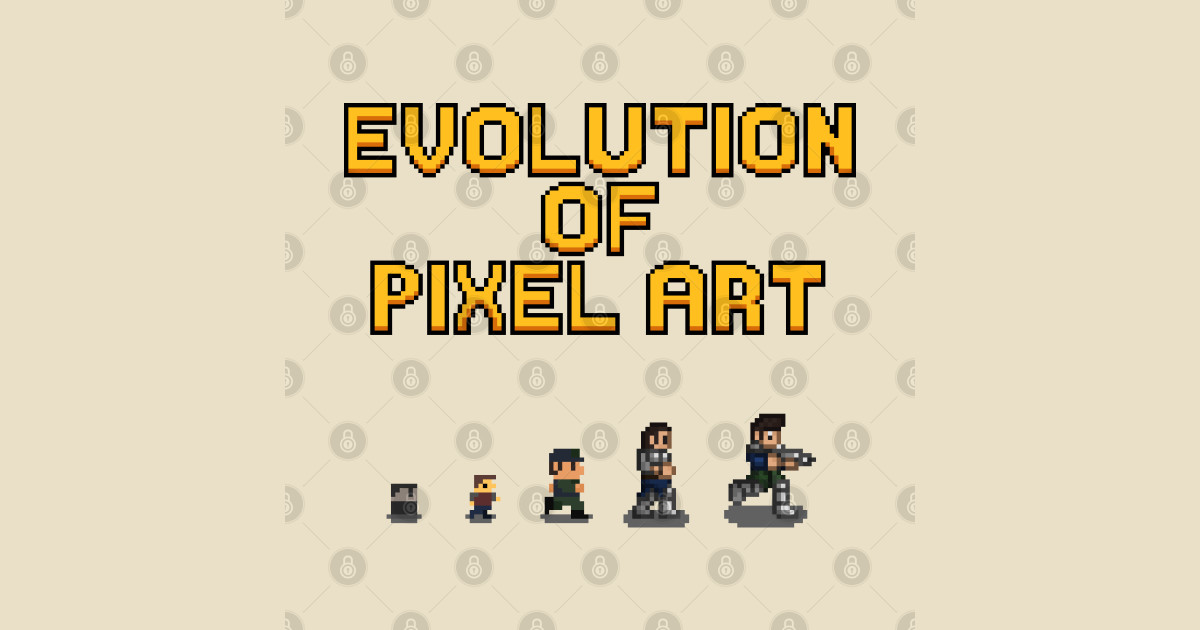 Pixel Art Evolution Line - Evolution - T-Shirt | TeePublic