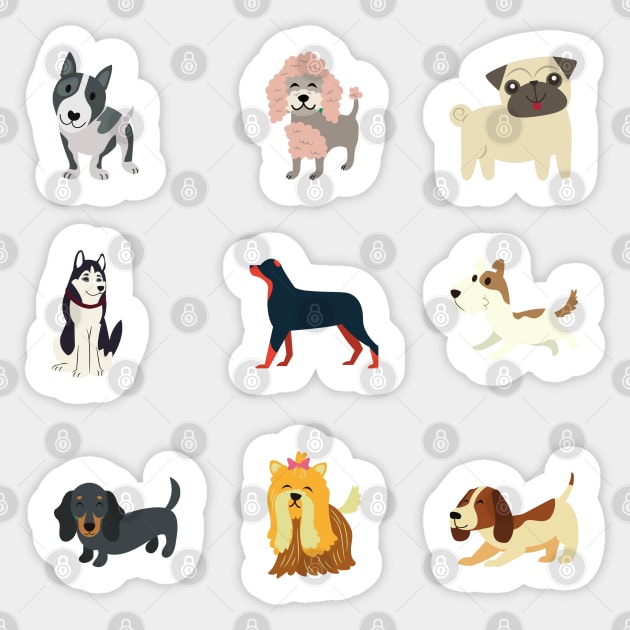 Cute And Playful Dogs Sticker Pack - Dog - Sticker | TeePublic