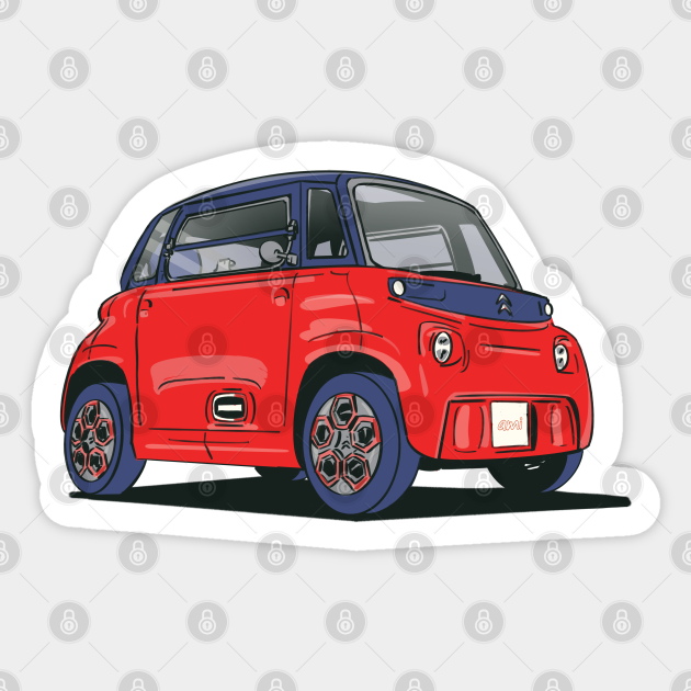 Citroen Ami electric car in red - Electric Cars - Sticker | TeePublic