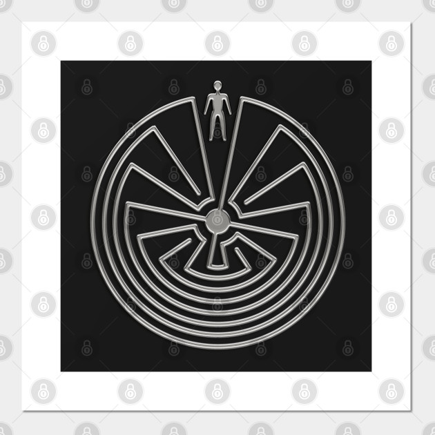 MAN IN THE MAZE - metal SILVER style Symbol - Symbol - Posters and Art ...