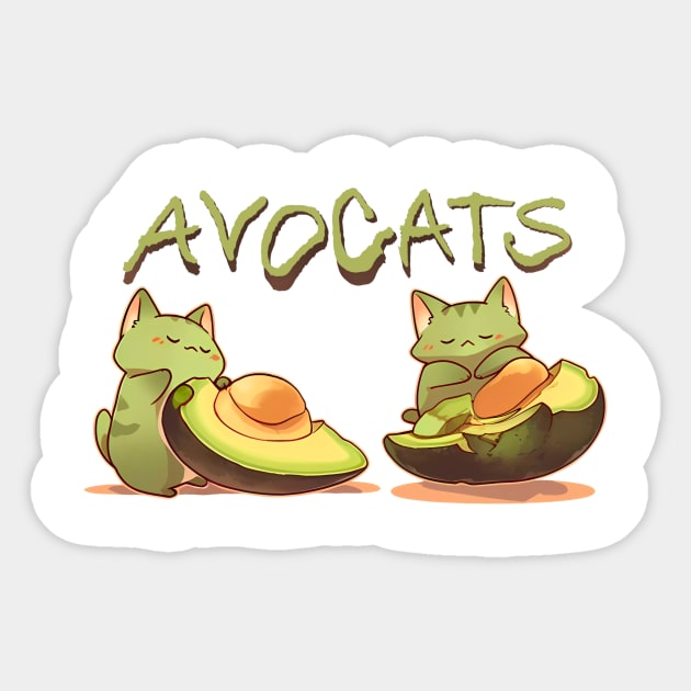 Avocats, avocado cats - Cute Cats - Sticker | TeePublic
