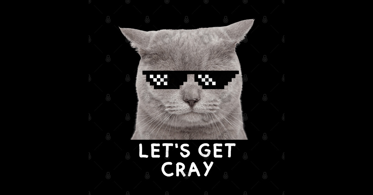 Let’s Get Cray Cool Cat Meme Design with Thug Life Shades - Fun Cat ...