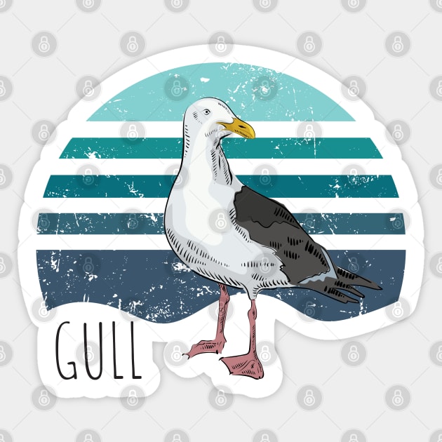 Seagull on sea background - Seagull - Sticker | TeePublic