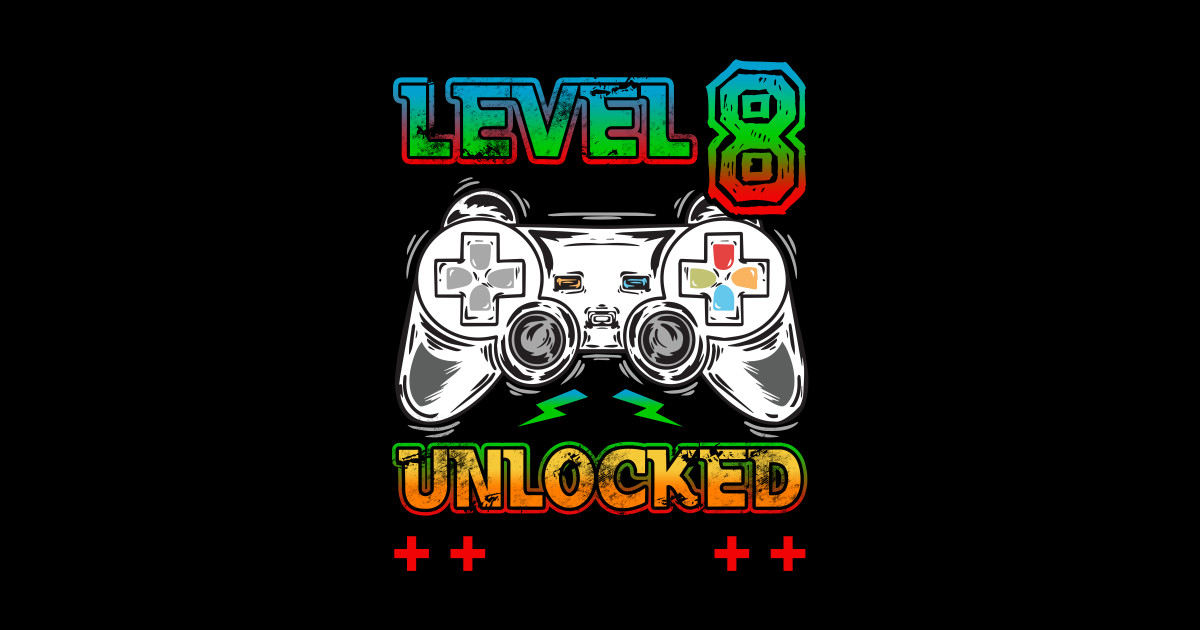 Level 8 Unlocked Birthday tee 8th Birthday Boy Gamer top 8 years Old ...