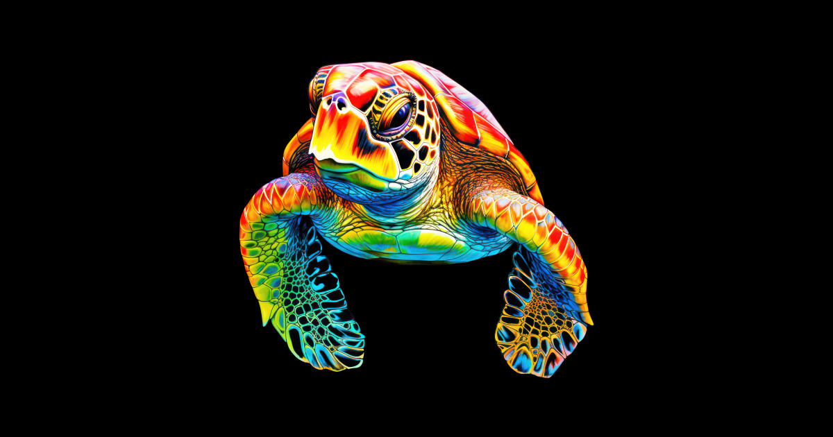 Colorful Rainbow Sea Turtle - Turtle - Sticker | TeePublic