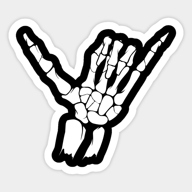 Shaka hang loose sign hand skeleton gesture - Shaka Hand Sign - Sticker ...