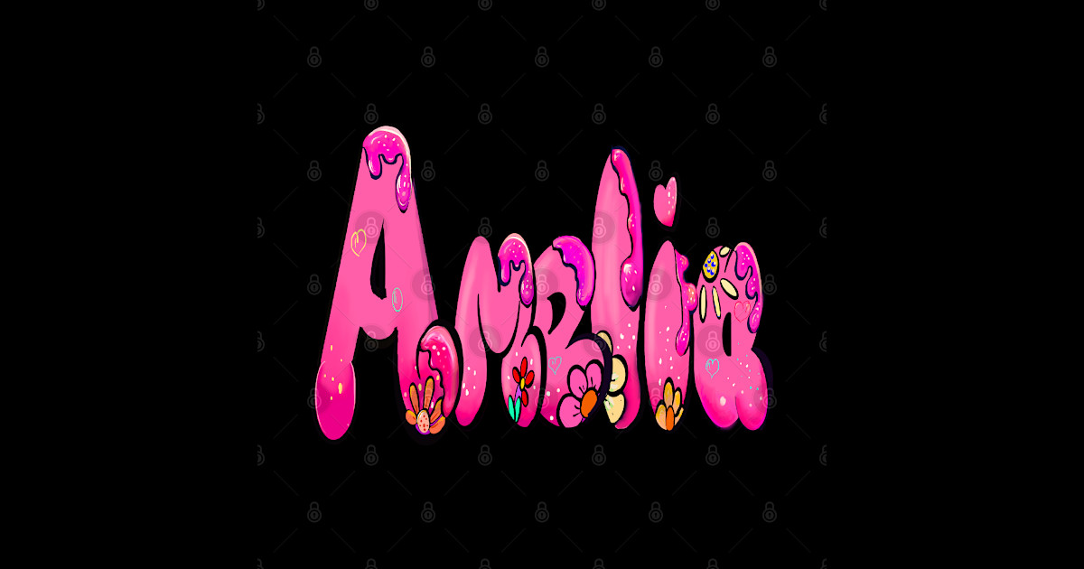 Amelia popular girls and women first name in pink with flowers ...
