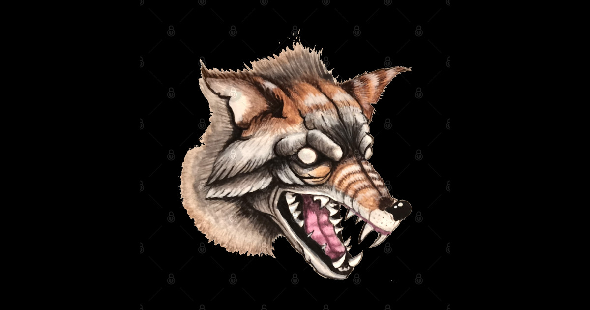 Angry Coyote Watercolor Painting - Coyote - Sticker | TeePublic