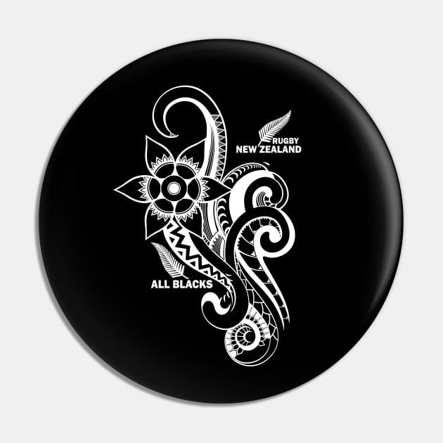 All Blacks Rugby New Zealand Maori Tattoo Design - Rugby - Pin | TeePublic