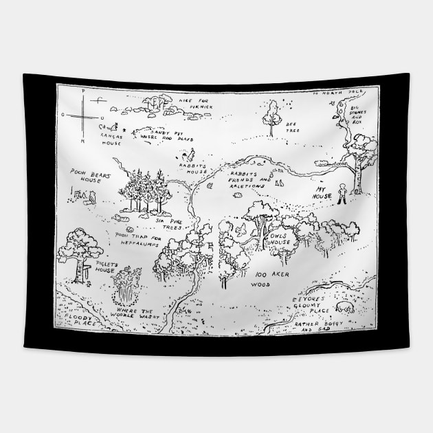 100 Aker Wood Map - Winnie The Pooh - Tapestry | TeePublic