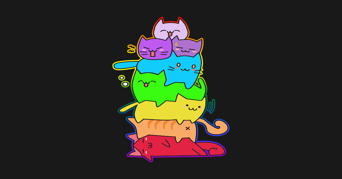 Gay Pride Cat LGBT Cats Pile Cute Anime Rainbow - Gay Pride Cat Lgbt ...