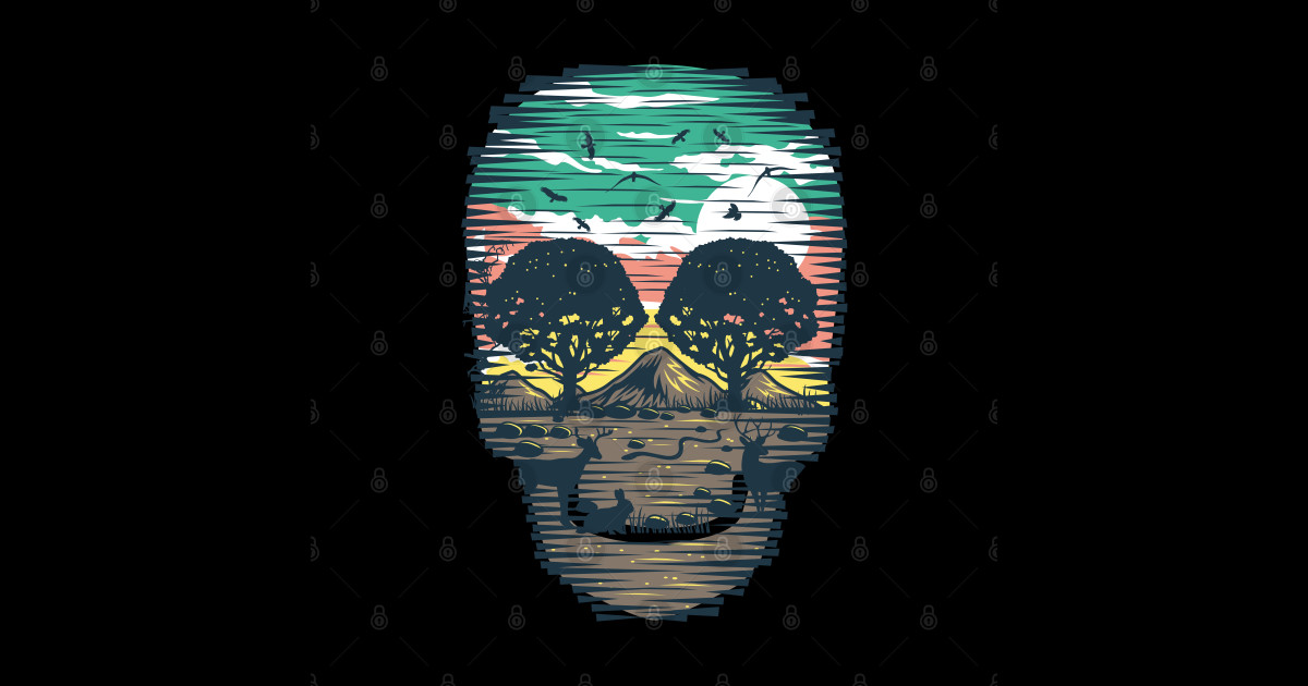 Skull Nature Background - Skull Nature Background - Sticker | TeePublic