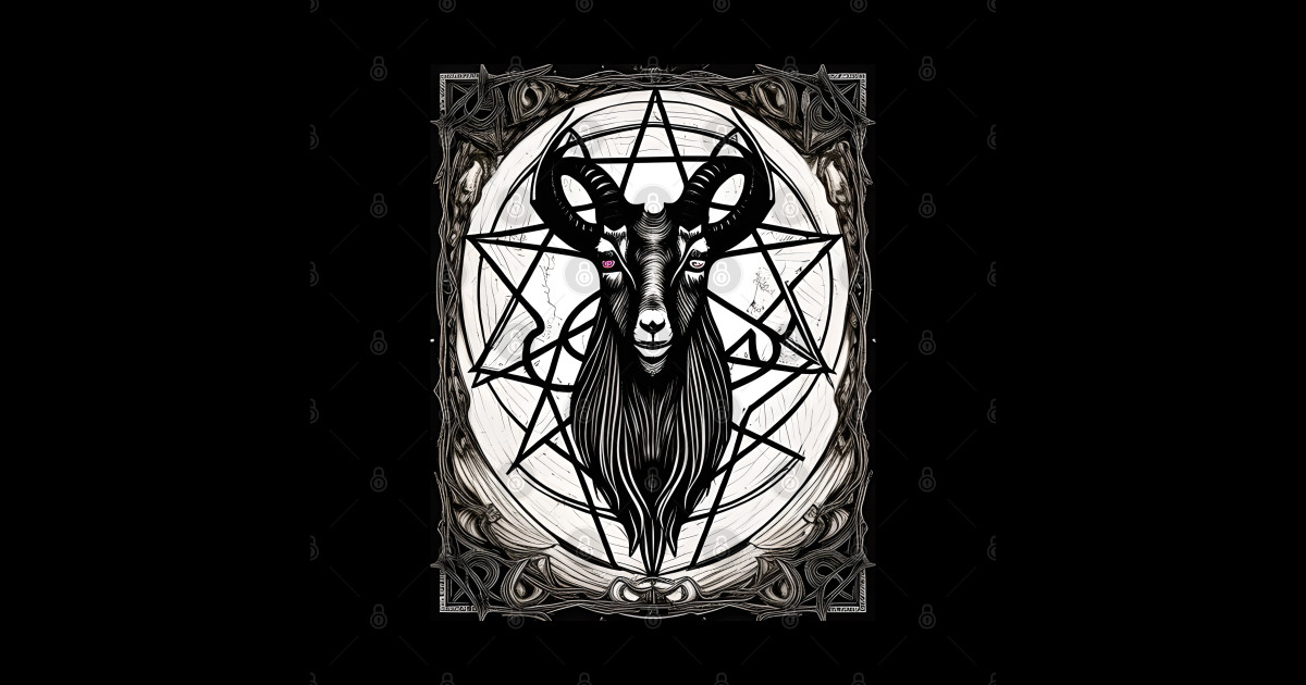 Goat baphomet pentagram demonic esoteric art - Goat - Sticker | TeePublic