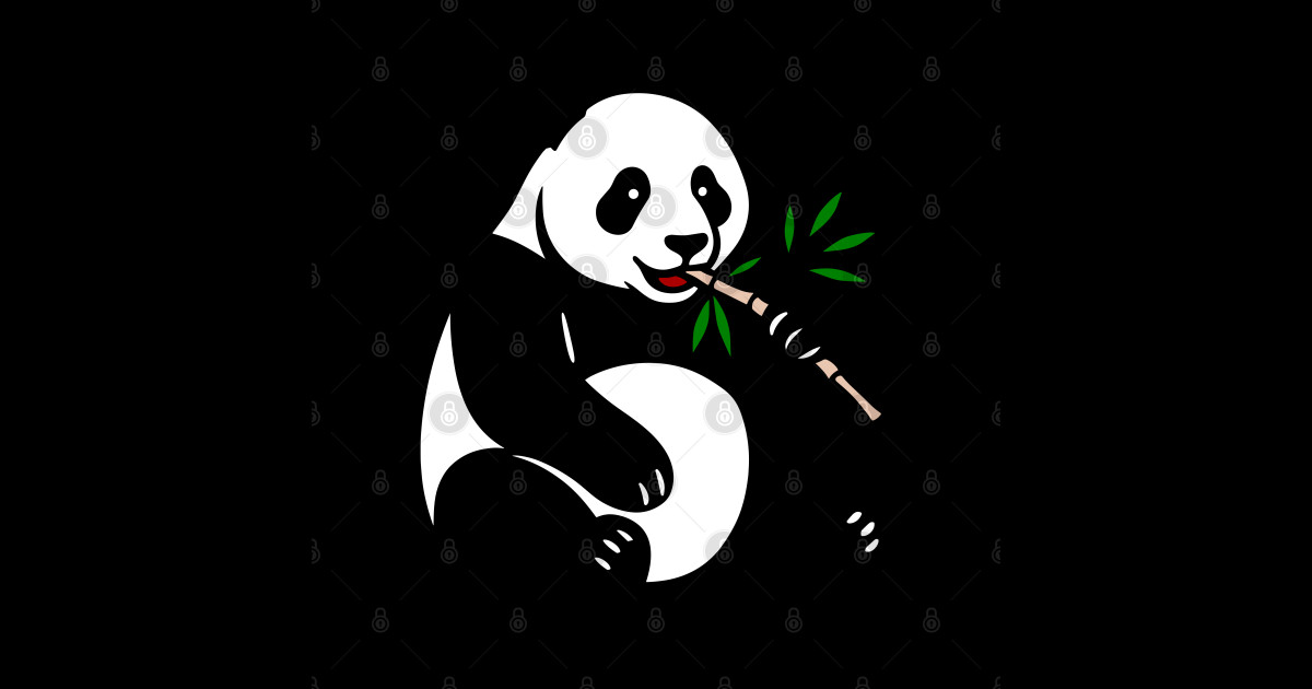 Panda Eating Bamboo - Panda - Sticker | TeePublic