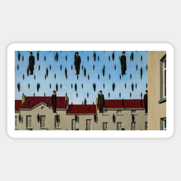 Rene Magritte - Golconda - Raining Men - Sticker | TeePublic