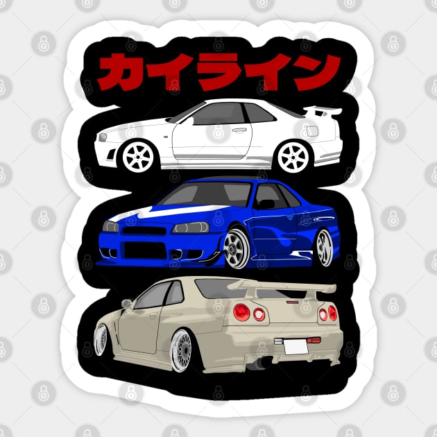 Nissan Skyline gtr r34 - Nissan - Sticker | TeePublic
