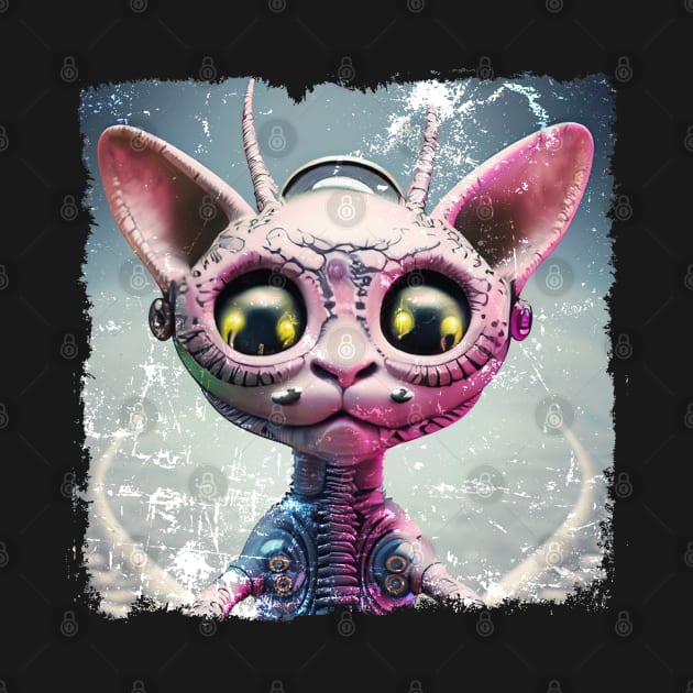VINTAGE PINK ALIEN KITTY - Pink - T-Shirt | TeePublic