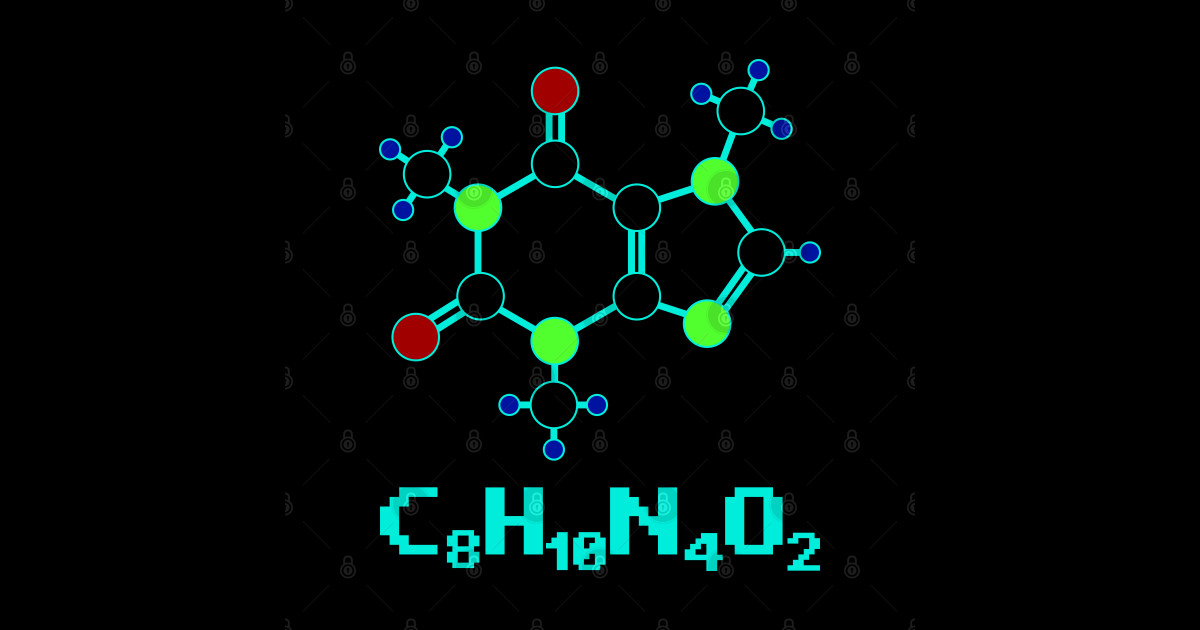 Caffeine Molecule C8H10N4O2 - Coffee - Sticker | TeePublic