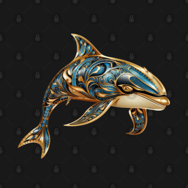 Orca Whale with Gold Artwork - Orca - T-Shirt | TeePublic