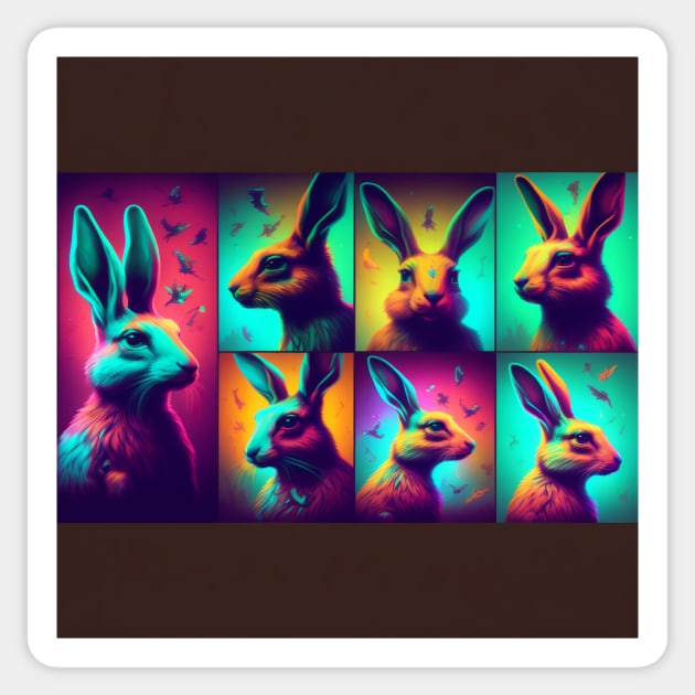Colorful rabbits wallpaper - Rabbits - Sticker | TeePublic